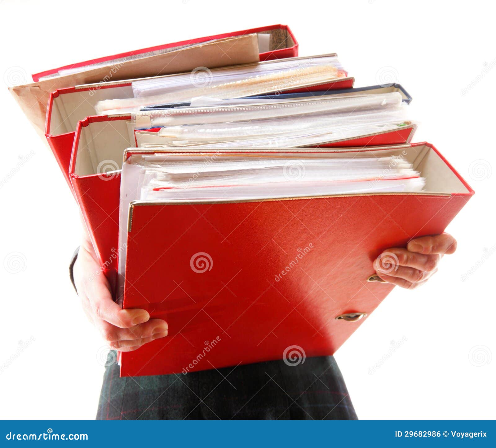 Female Office Worker Carrying a Stack of Files Stock Photo - Image of ...