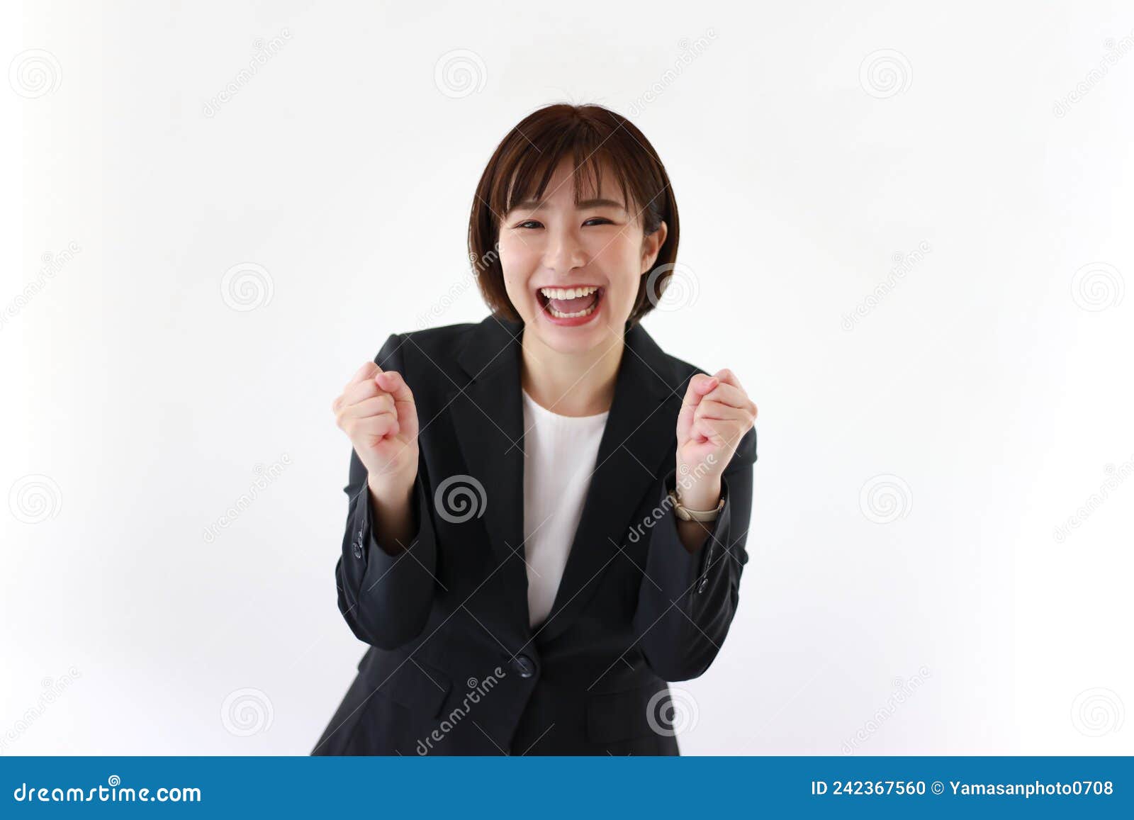 Female Office Worker Cheering Stock Photo - Image of worker, studio ...