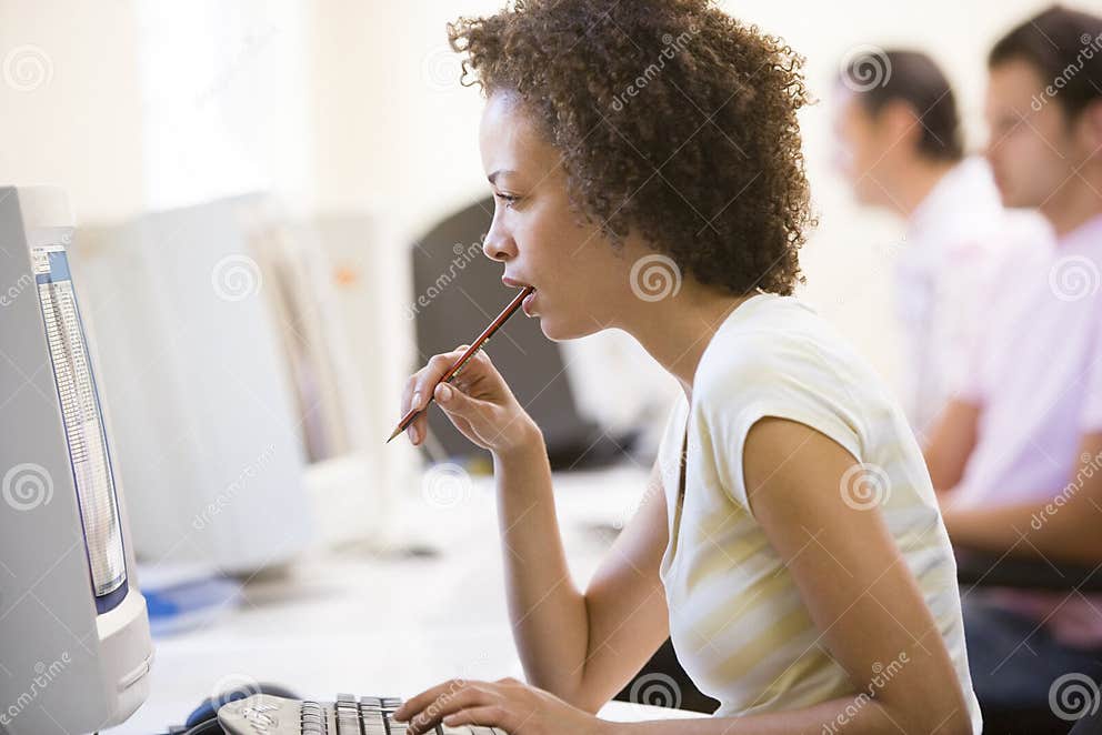 Female Office Worker at Computer Stock Photo - Image of modern ...