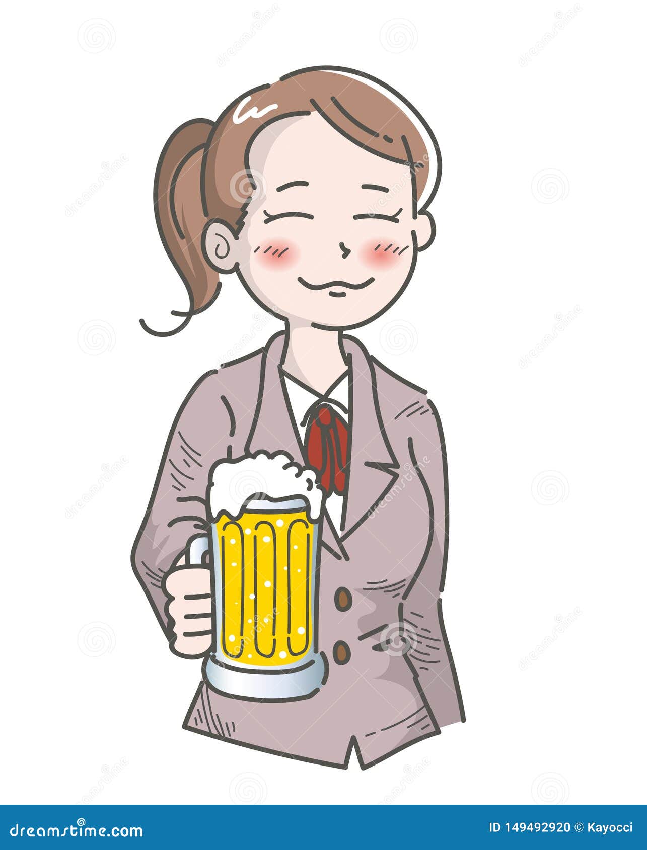 Female Office Worker - Drunk Scene with Beer Stock Vector ...