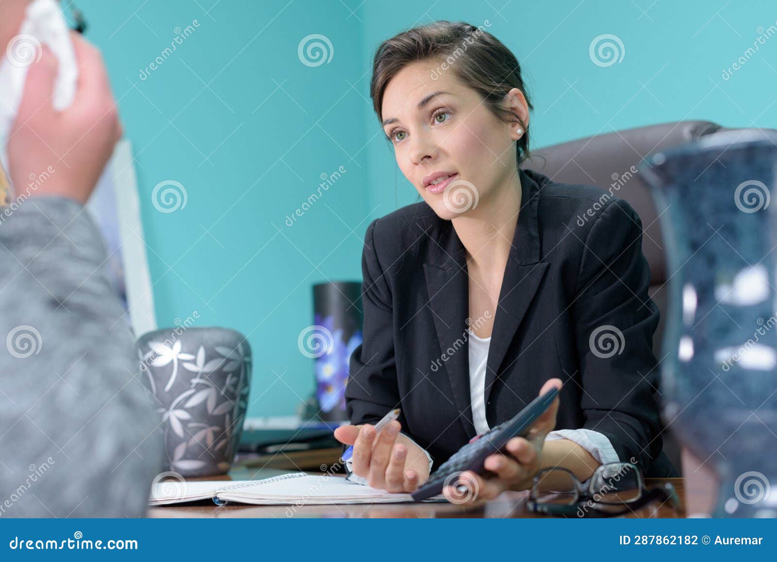Female Office Worker Firing Someone Stock Photo - Image of businessman ...