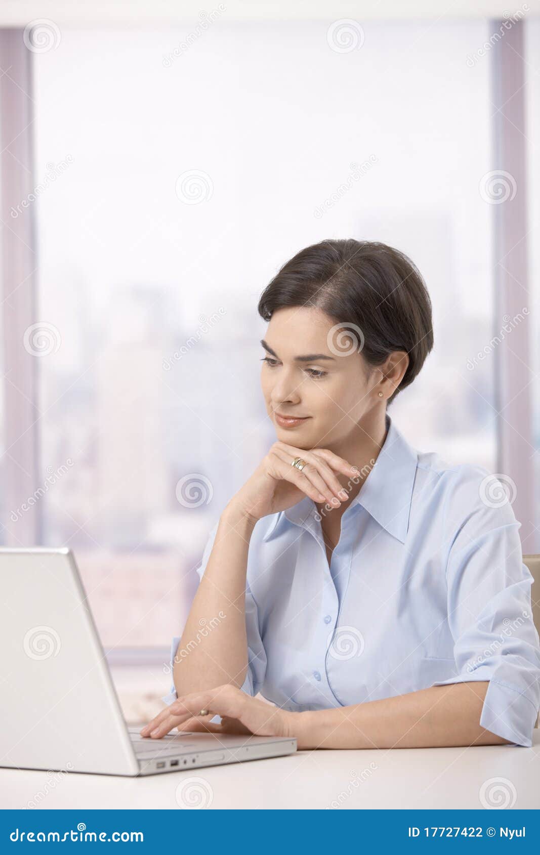 Female Office Worker with Laptop Stock Photo - Image of copyspace ...