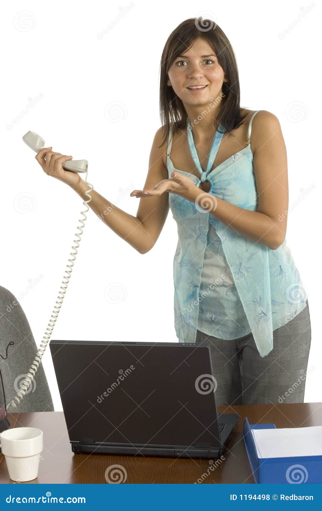 Female Office Worker on the Phone Stock Photo - Image of isolated ...