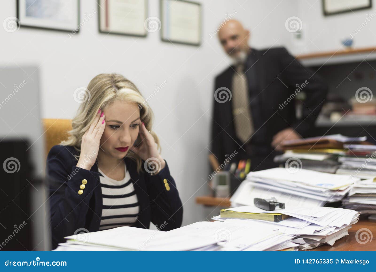 Female Office Worker Stressed in Wrkplace Stock Image - Image of office ...