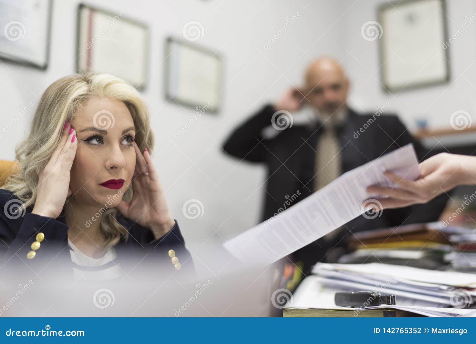 Female Office Worker Stressed Stock Photo - Image of files, occupation ...