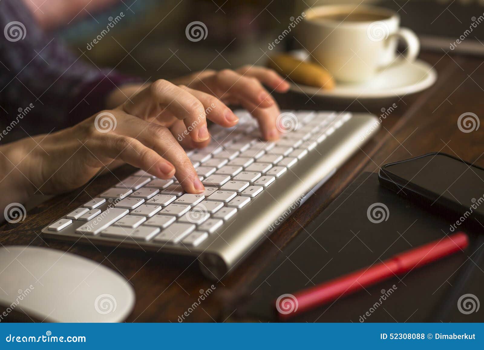 Female Office Worker Typing on the Computer Keyboard. Work. Stock Photo ...
