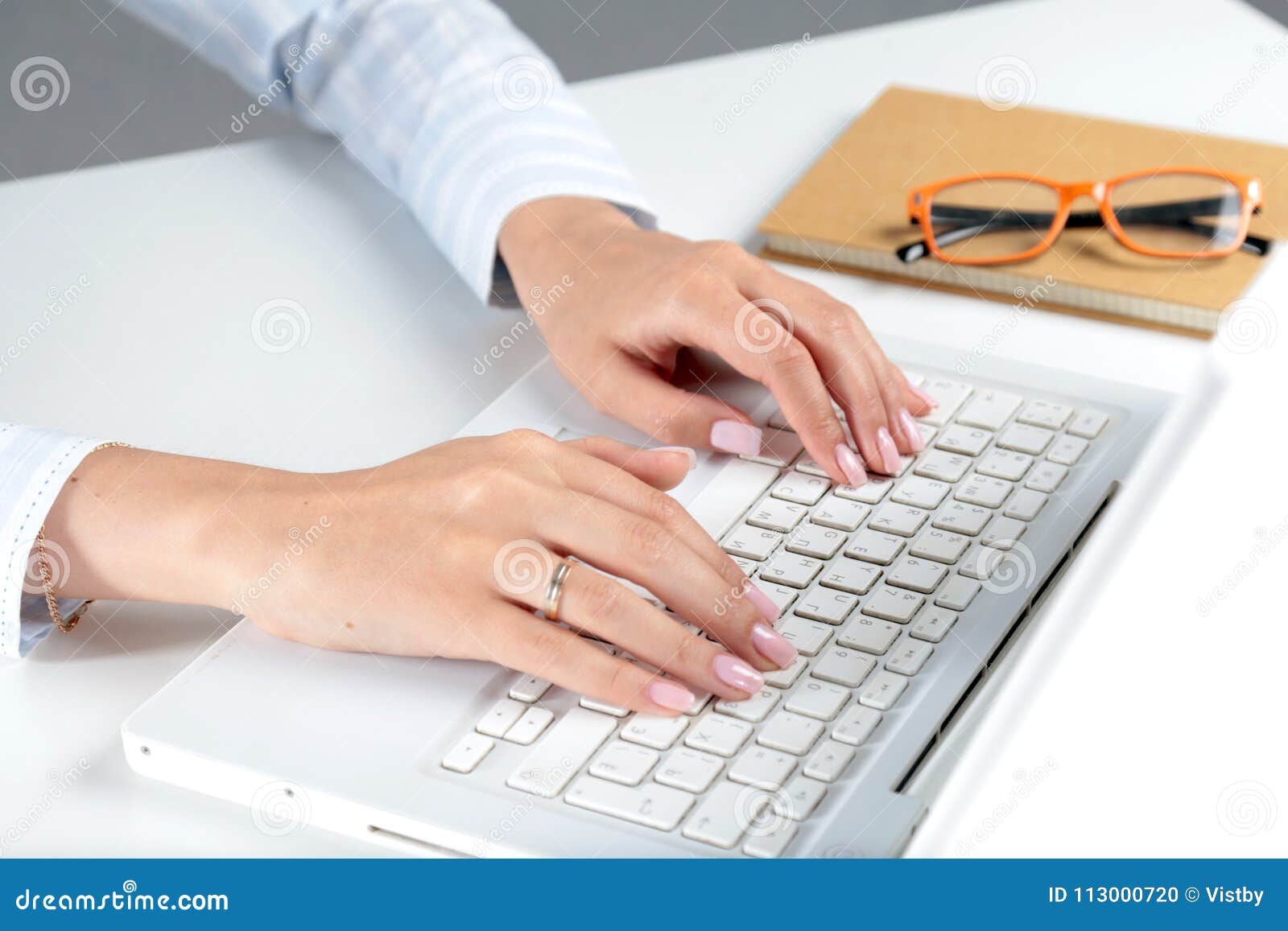 Female Office Worker Typing on the Keyboard Stock Photo - Image of ...
