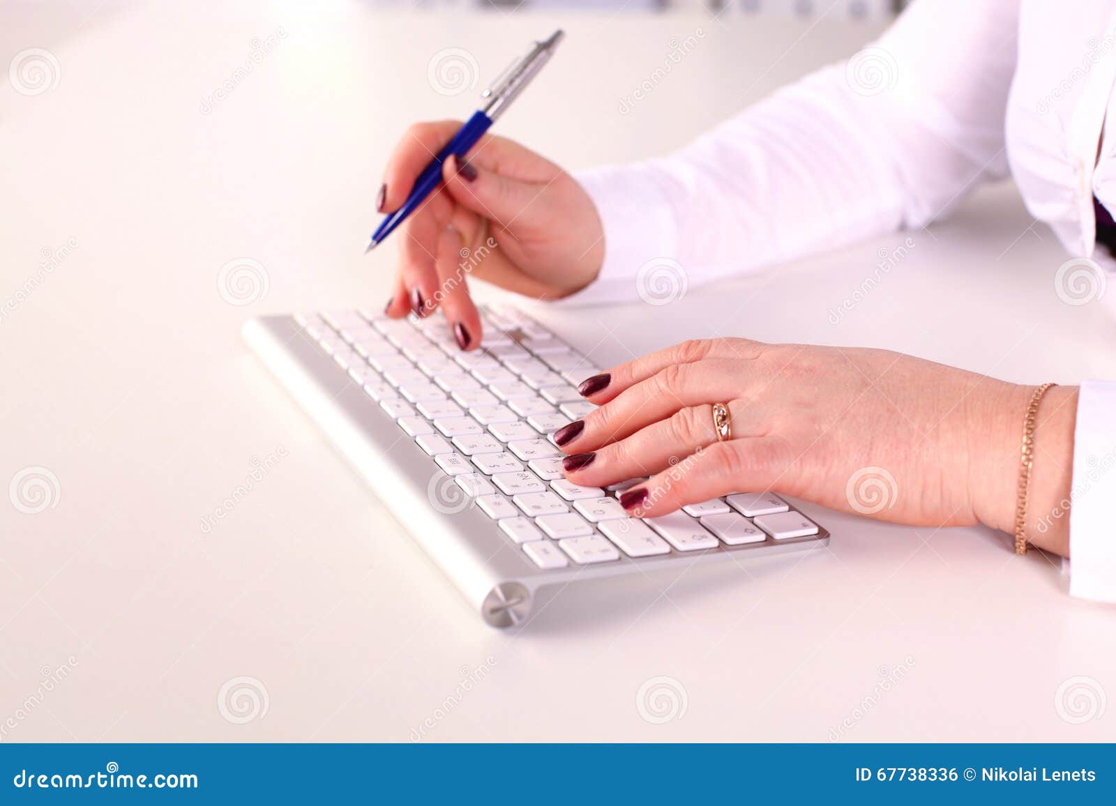 Female Office Worker Typing on the Keyboard Stock Photo - Image of ...