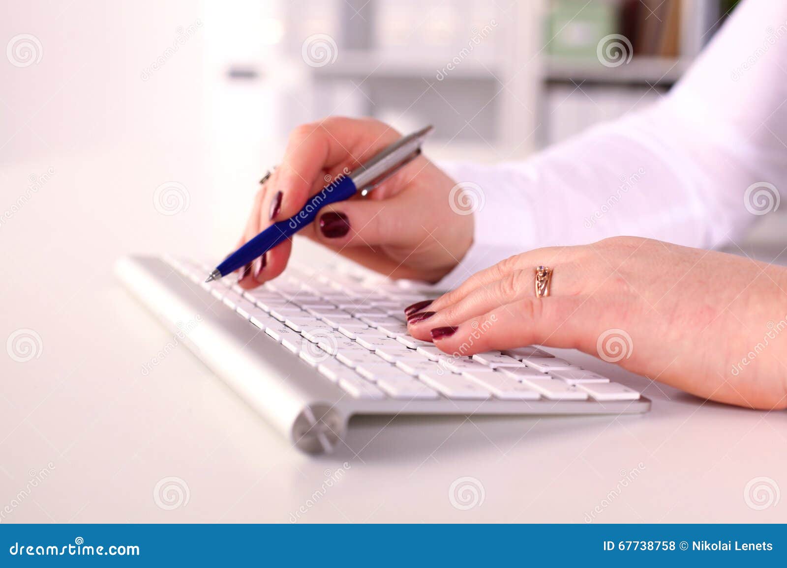 Female Office Worker Typing on the Keyboard Stock Photo - Image of ...