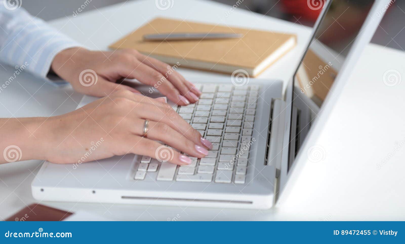 Female Office Worker Typing on the Keyboard Stock Image - Image of ...