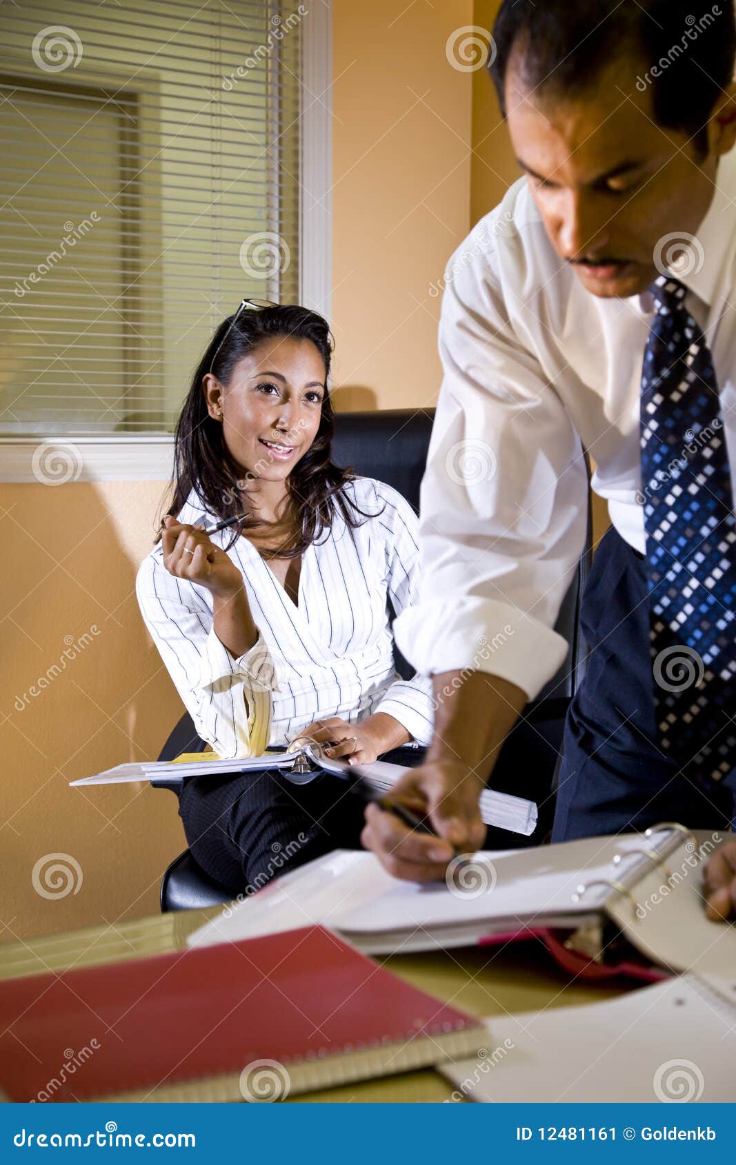 Female Office Worker Watching Manager Work Stock Image - Image of ...