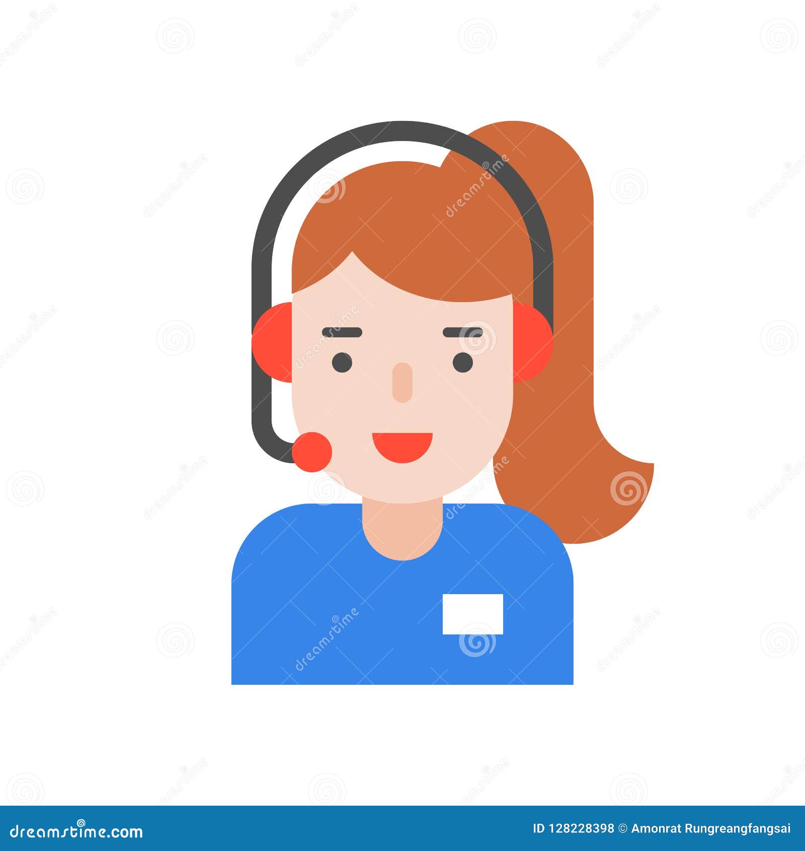 Female Operation Call Center for Helpline Service, Flat Icon Stock ...