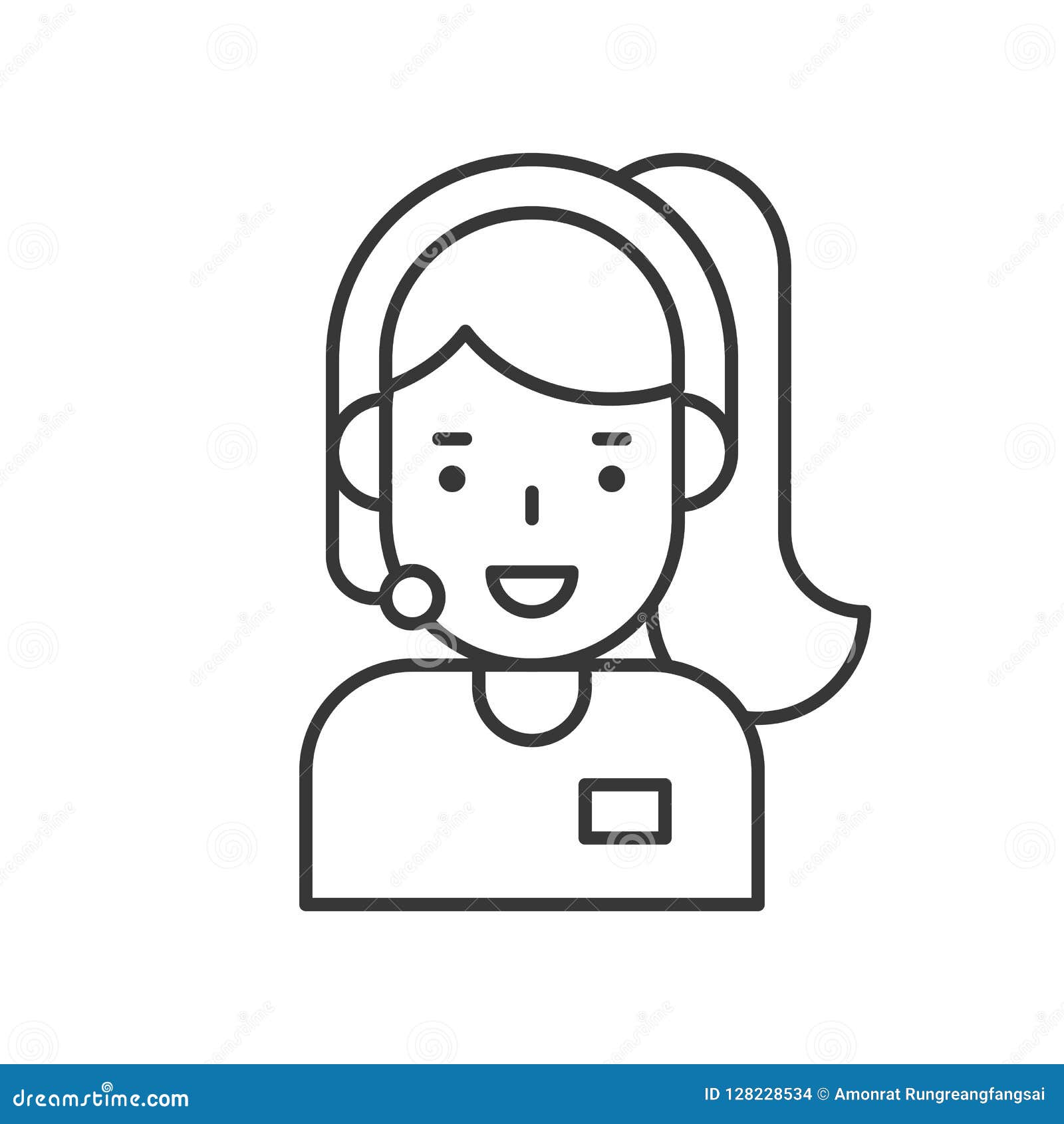 Female Operation Call Center for Helpline Service, Line Icon Stock ...