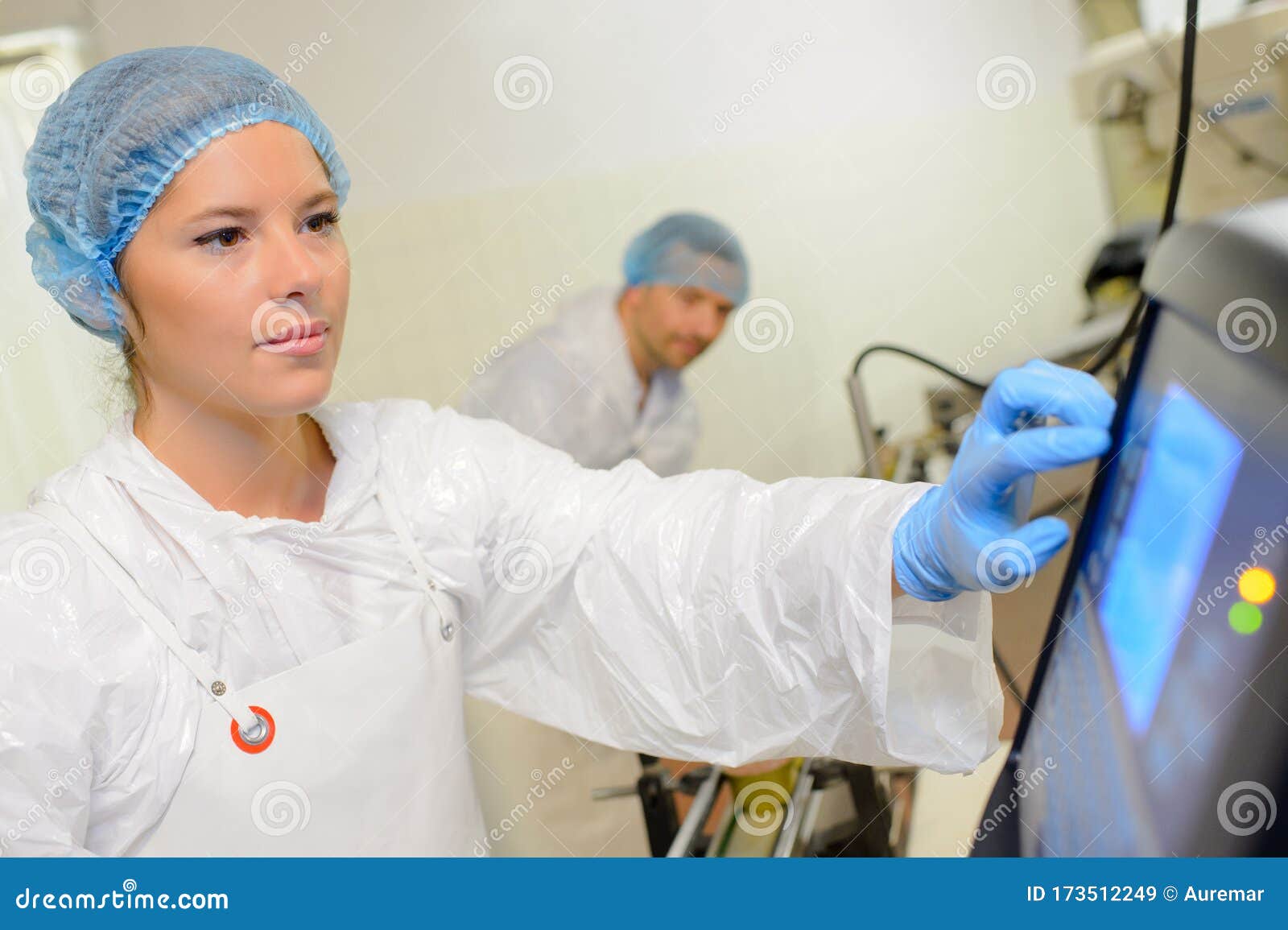 Female Operative Using Computer Stock Image - Image of monitor ...