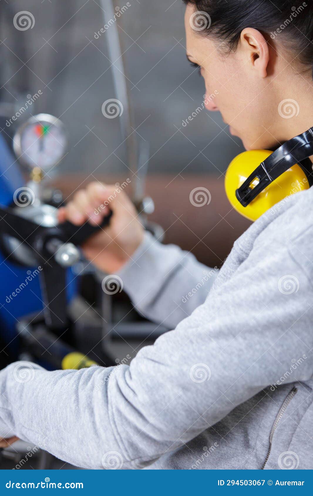 Female Operative Using Factory Equipment Stock Image - Image of joiner ...