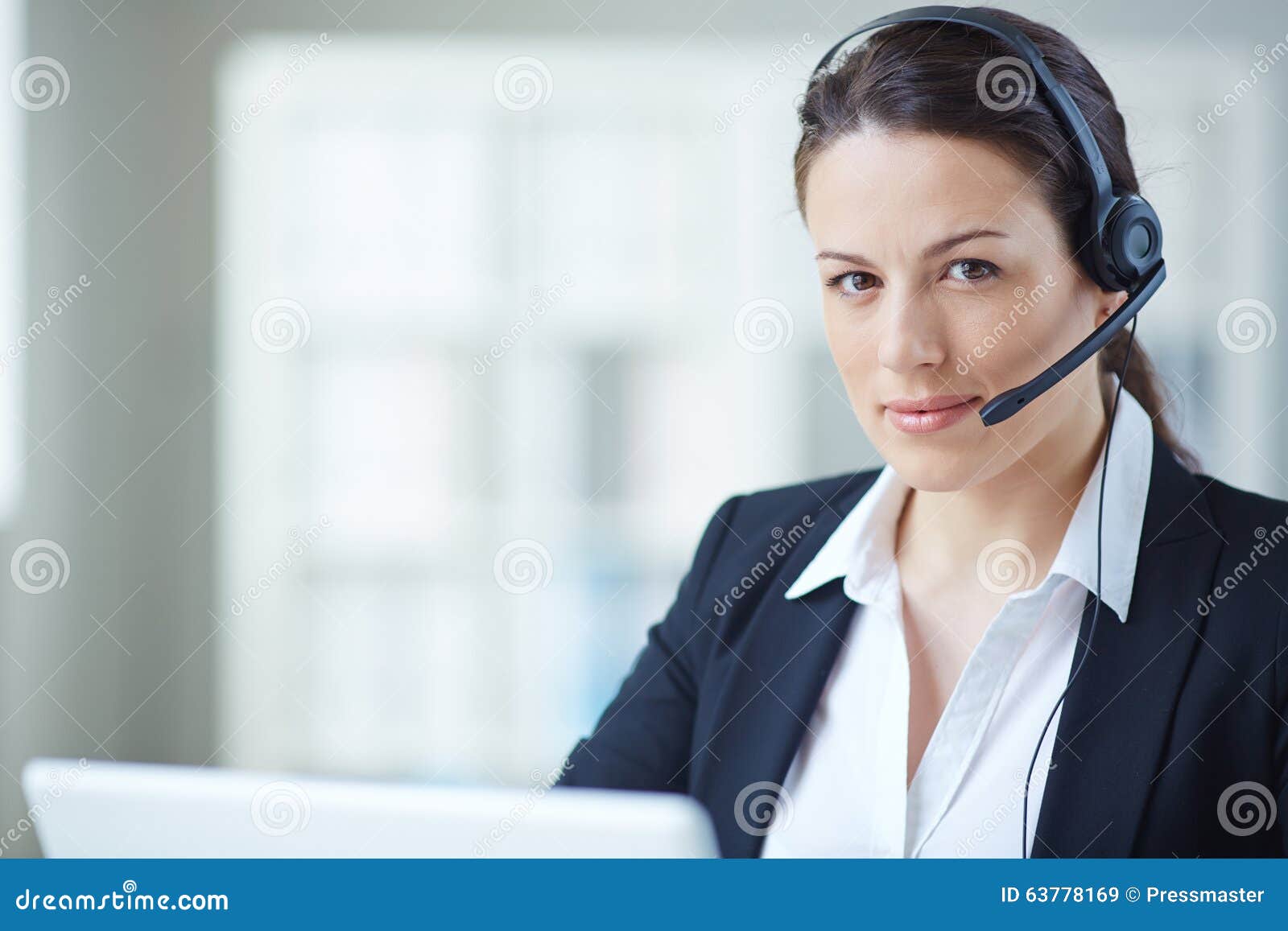 Female operator stock image. Image of business, pretty - 63778169
