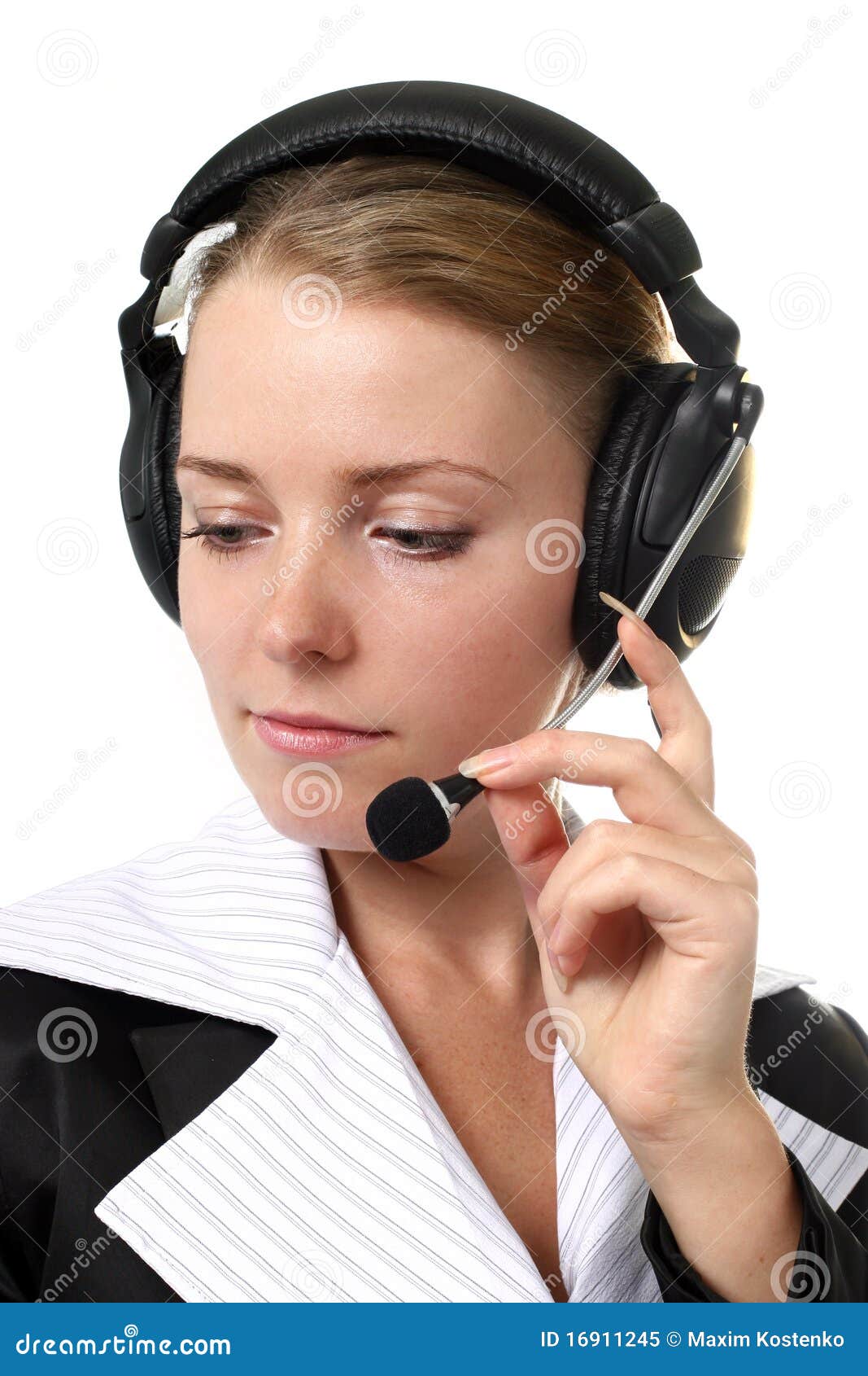 Female operator in headset stock image. Image of friendly - 16911245