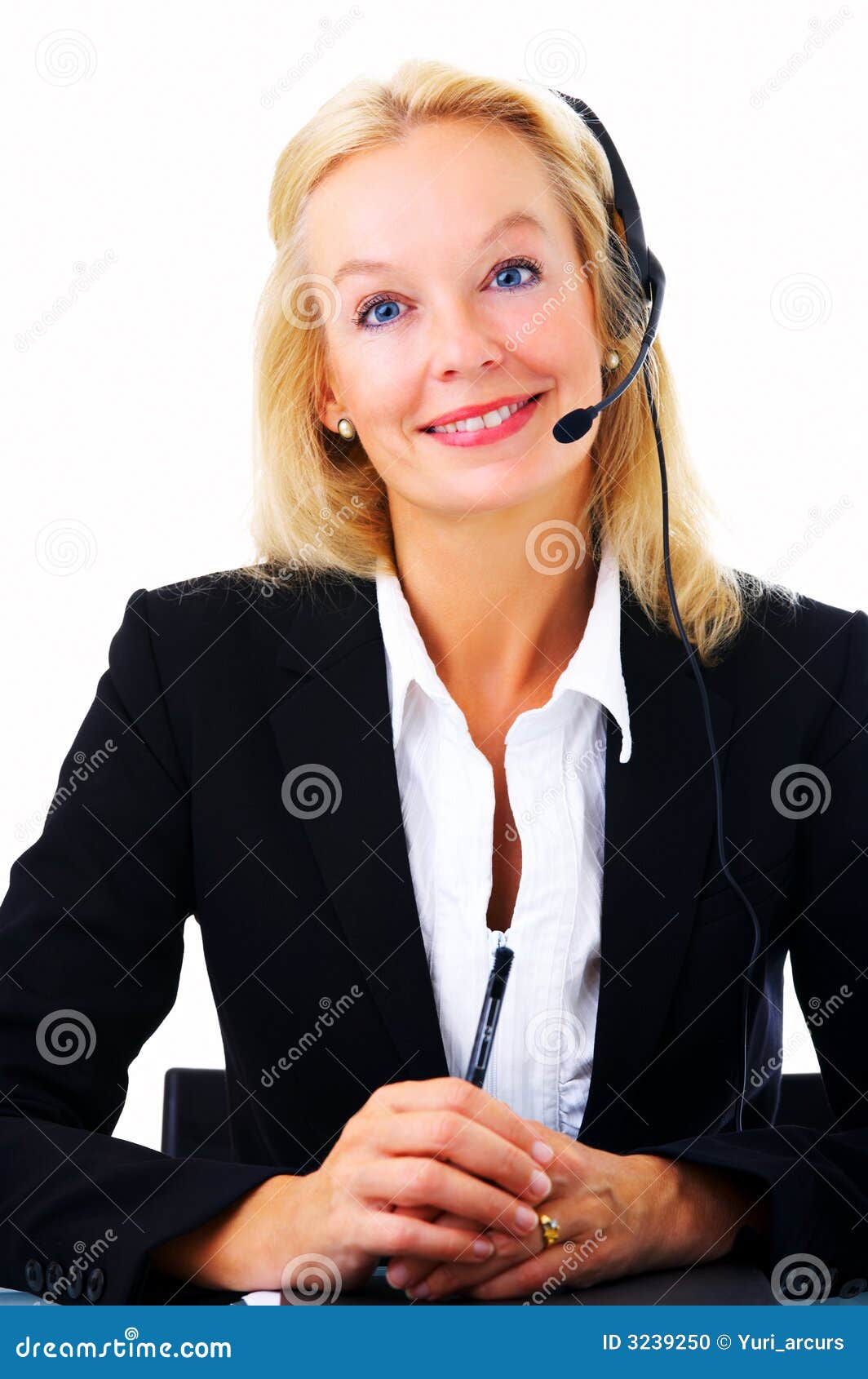 Female Operator with Headset Stock Photo - Image of hotline, headphones ...
