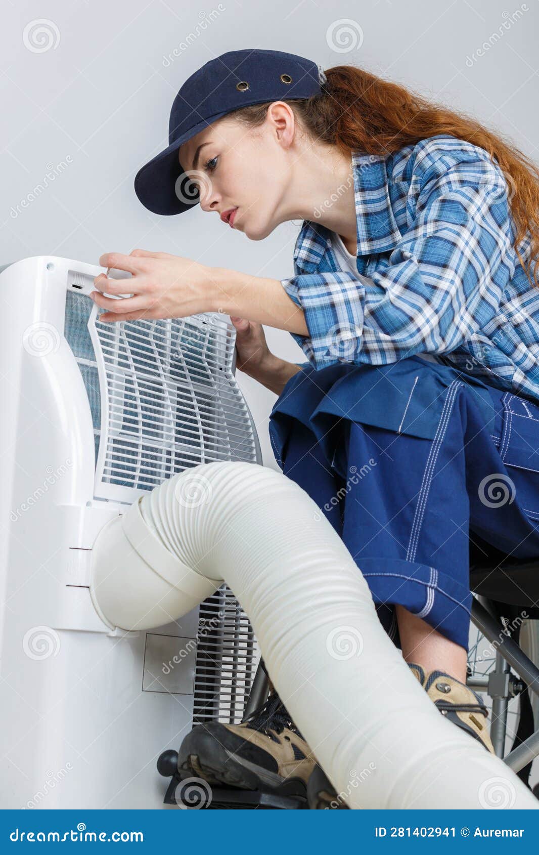 Female Operator Inspecting Heating Ventilated and Air Conditioning ...