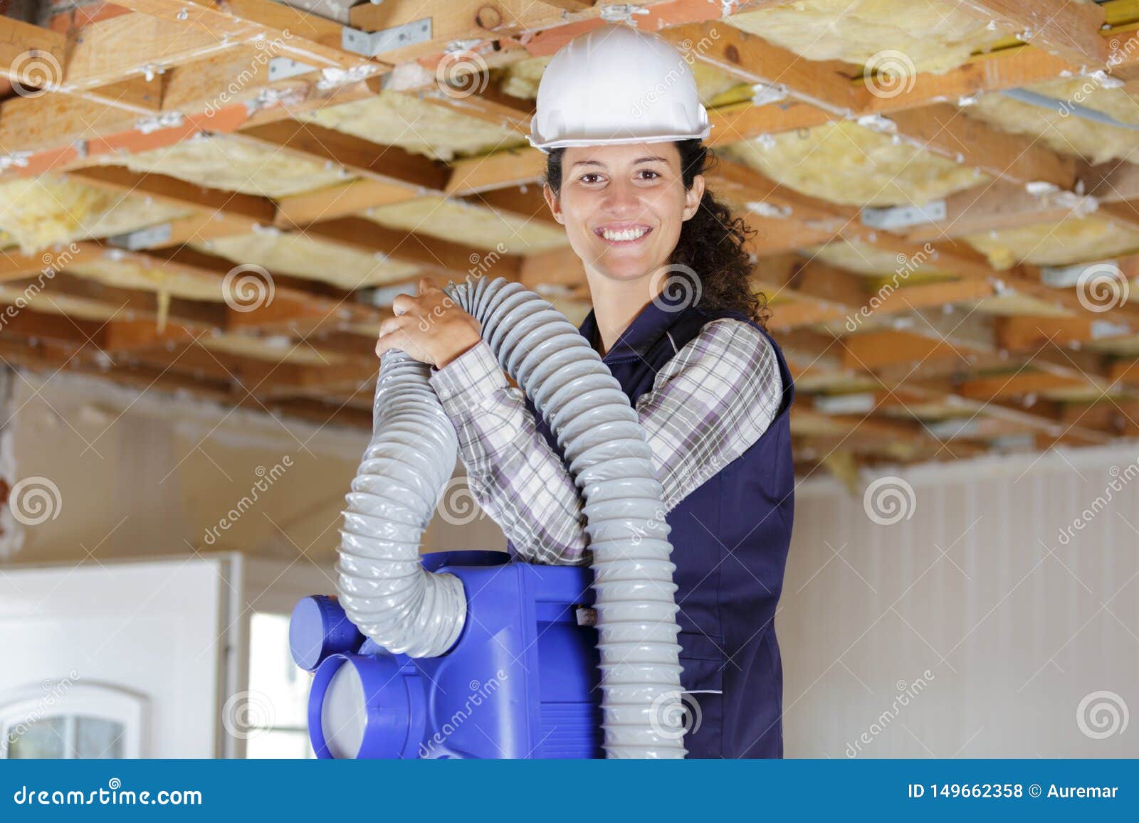 Female Operator Inspecting Heating Ventilated and Air Conditioning ...