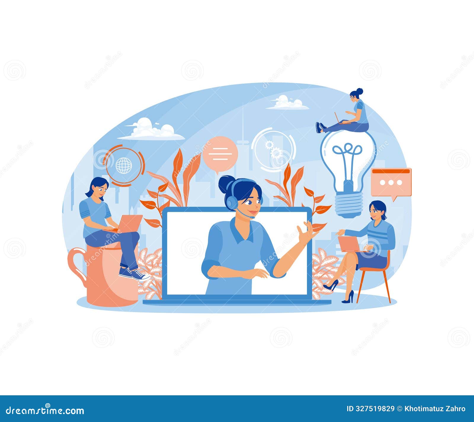 Female Operator Talking To a Client. 24-7 Online Technical Support ...