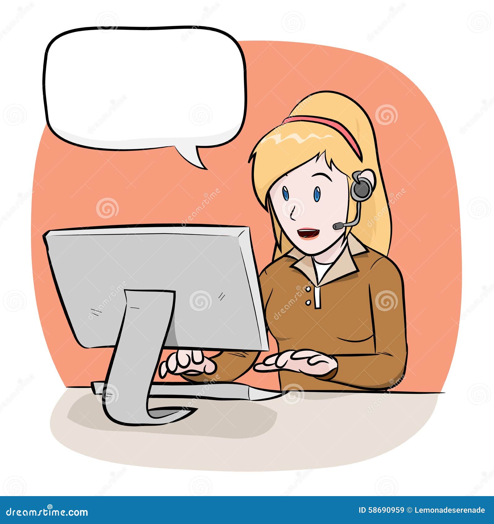 Female Operator with Text stock vector. Illustration of isolated - 58690959