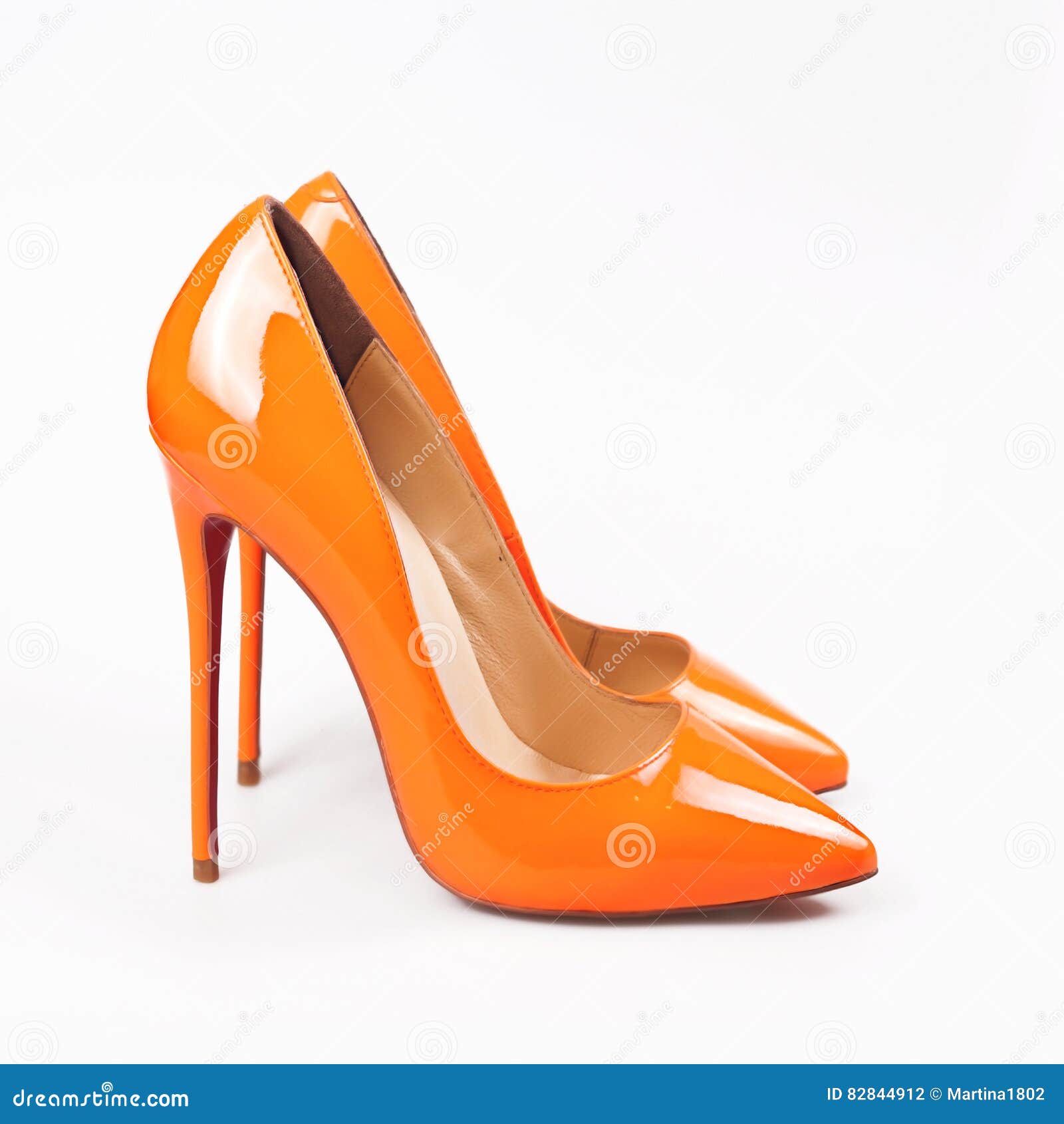 Female orange shoes stock photo. Image of posh, pump - 82844912