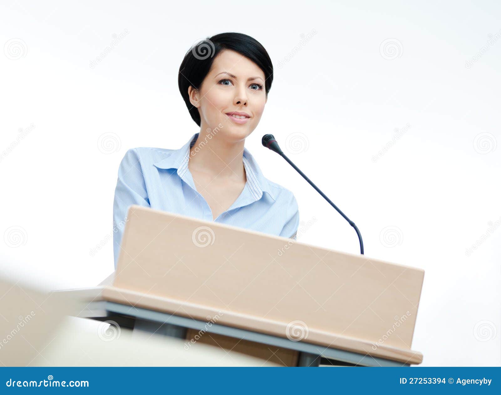 Female Orator at the Podium Stock Photo - Image of cute, color: 27253394