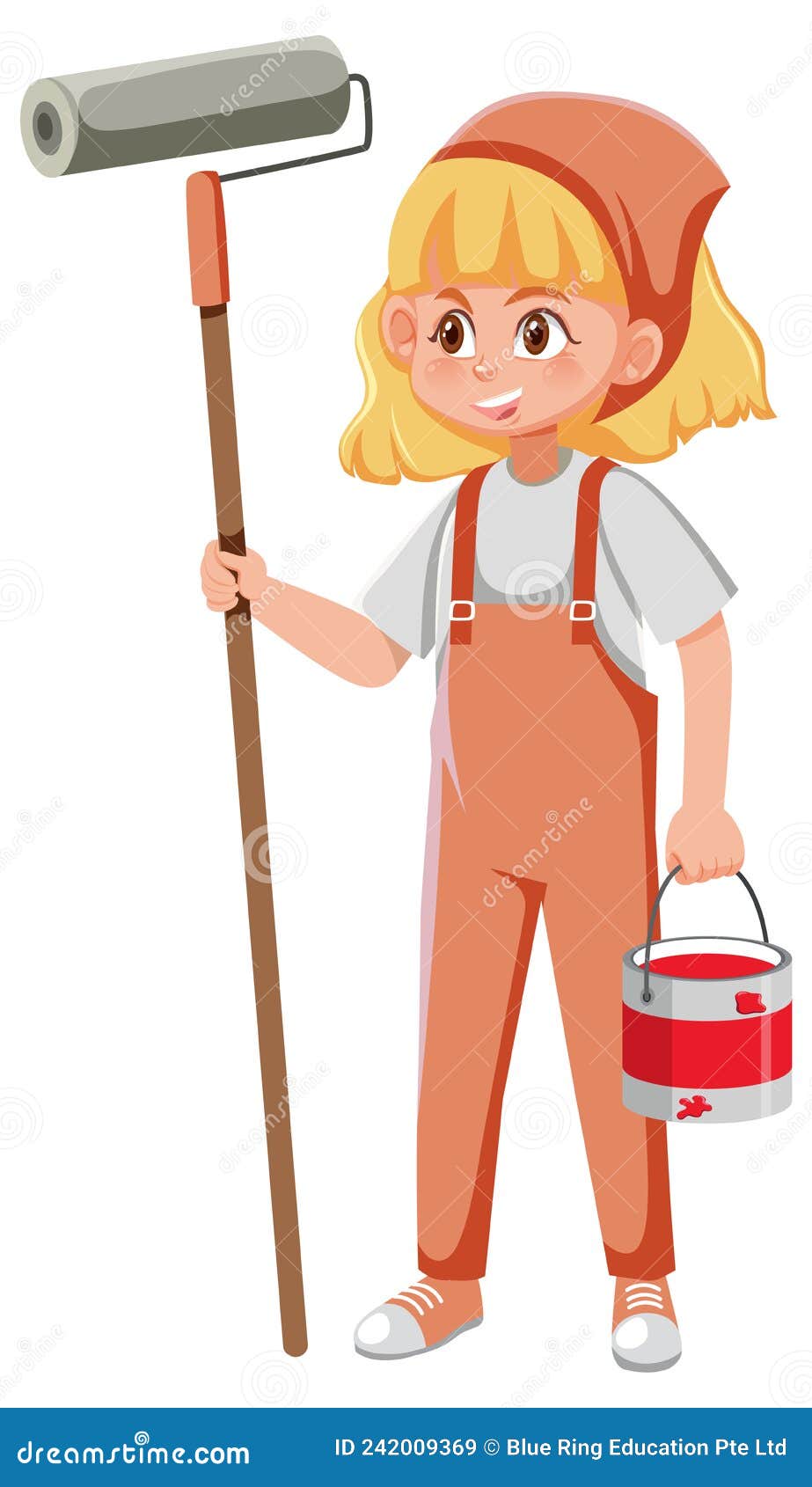 A Female Painter Cartoon Character on White Background Stock Vector ...