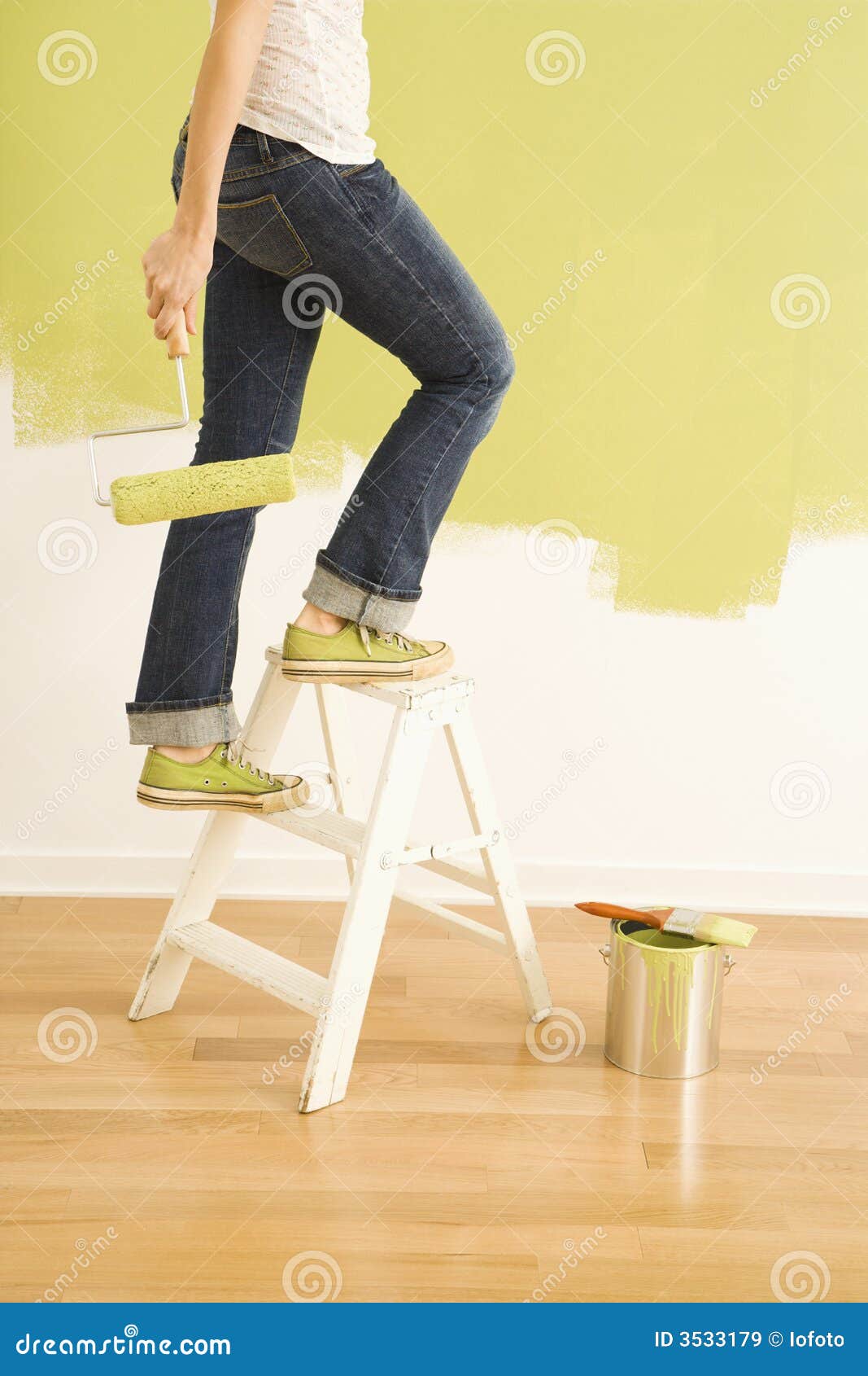 Female painter on ladder. stock image. Image of 070925m0379 - 3533179