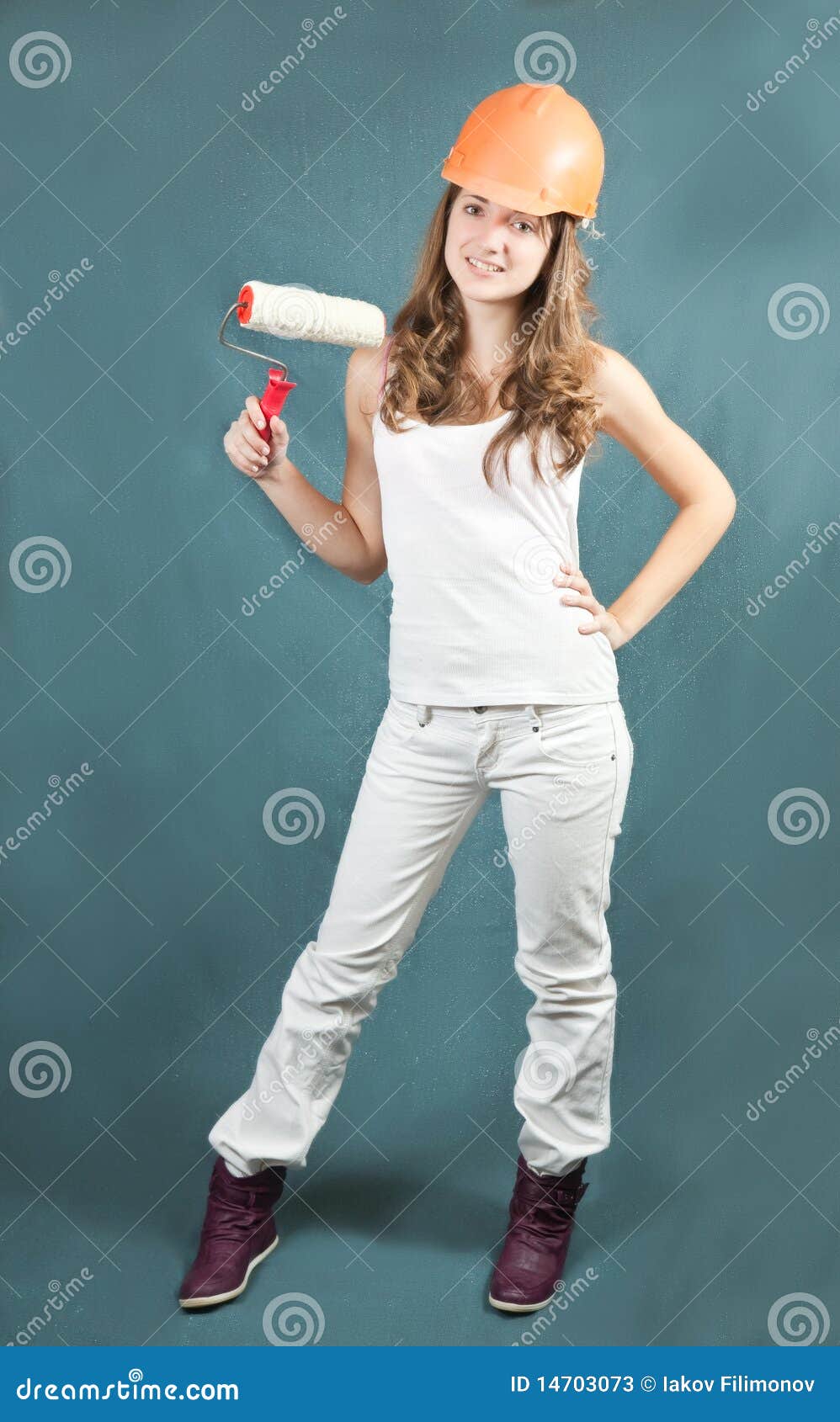 Female Painters With Paint Rollers Stock Image - Image of female ...