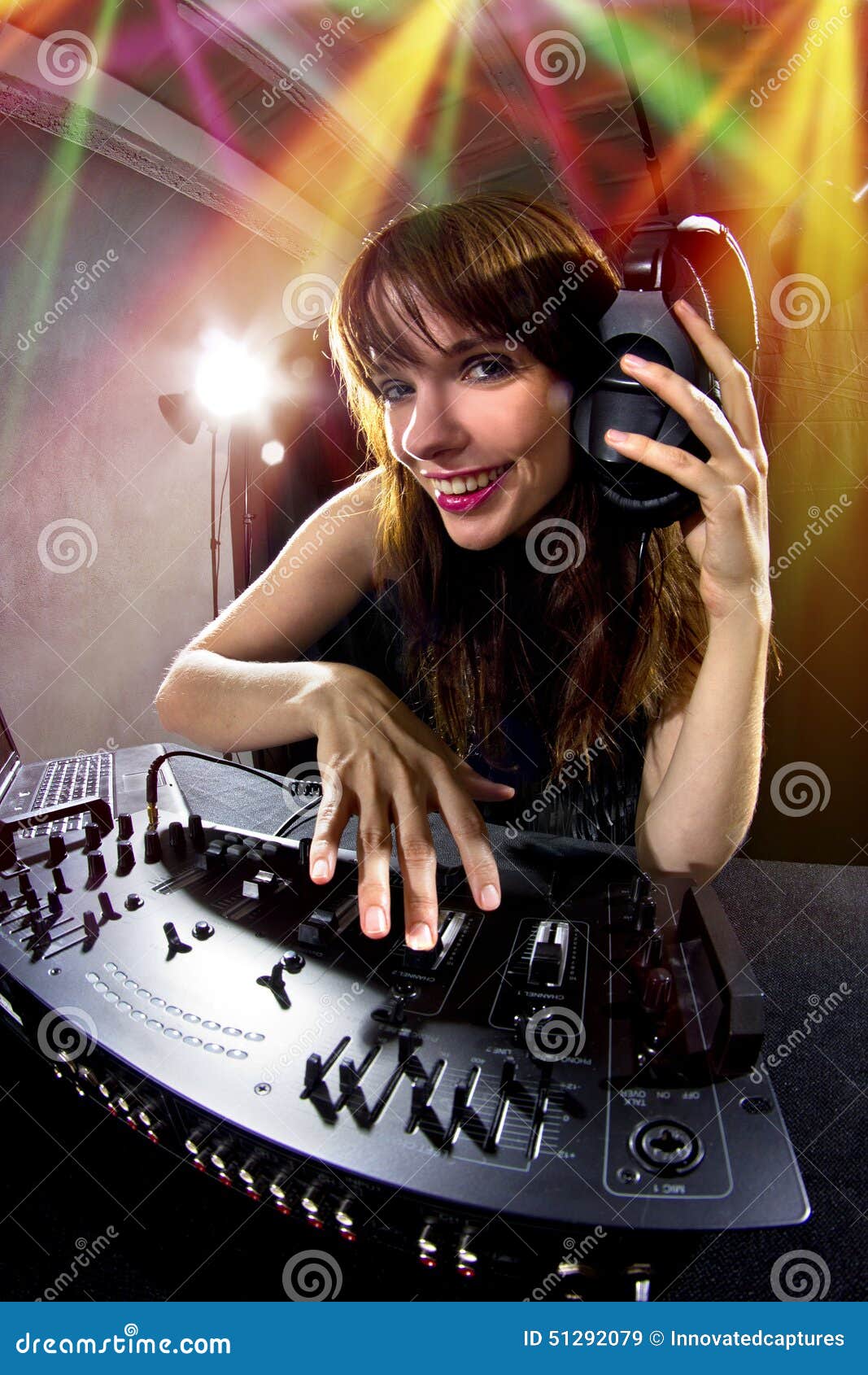 Female Party DJ stock image. Image of host, concert, computer - 51292079