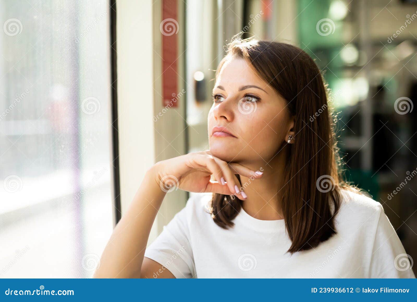 Female Passenger in Public Land Transport Stock Photo - Image of female ...