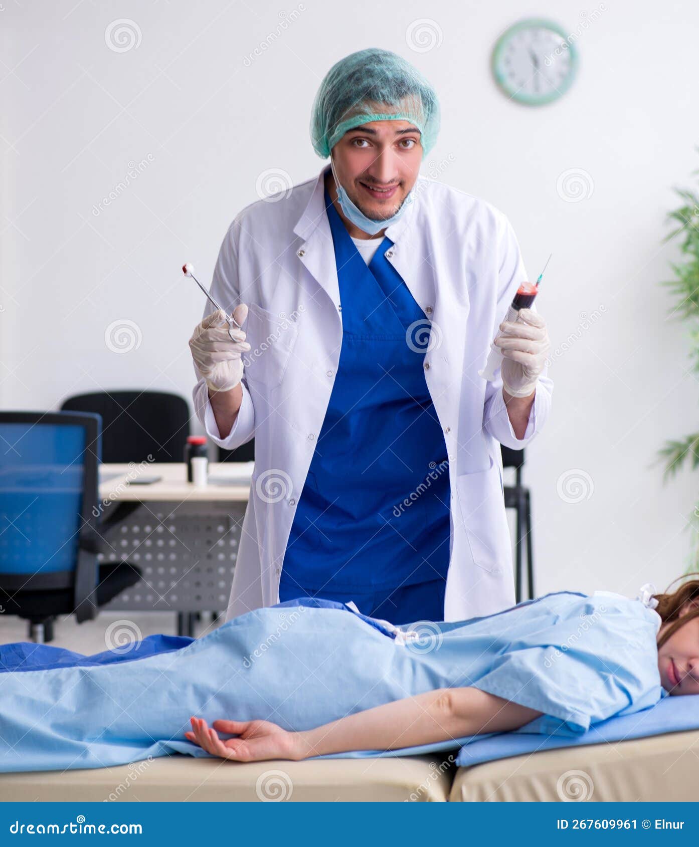 Female Patient Getting an Injection in the Clinic Stock Image - Image ...