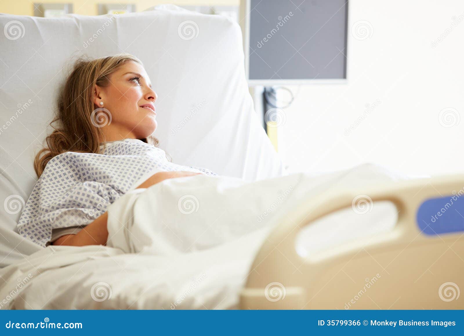 Female Patient Resting in Hospital Bed Stock Photo - Image of resting ...