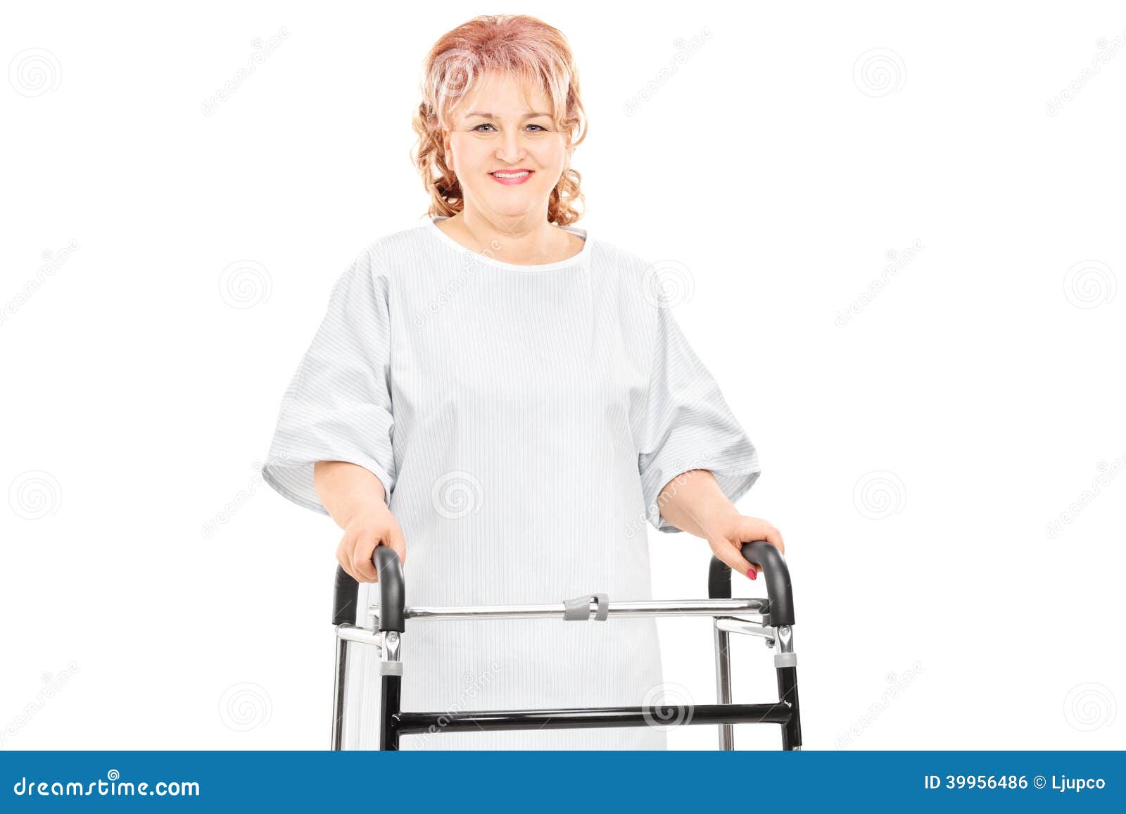 Female Patient Walking With Walker Stock Photo - Image of caucasian ...