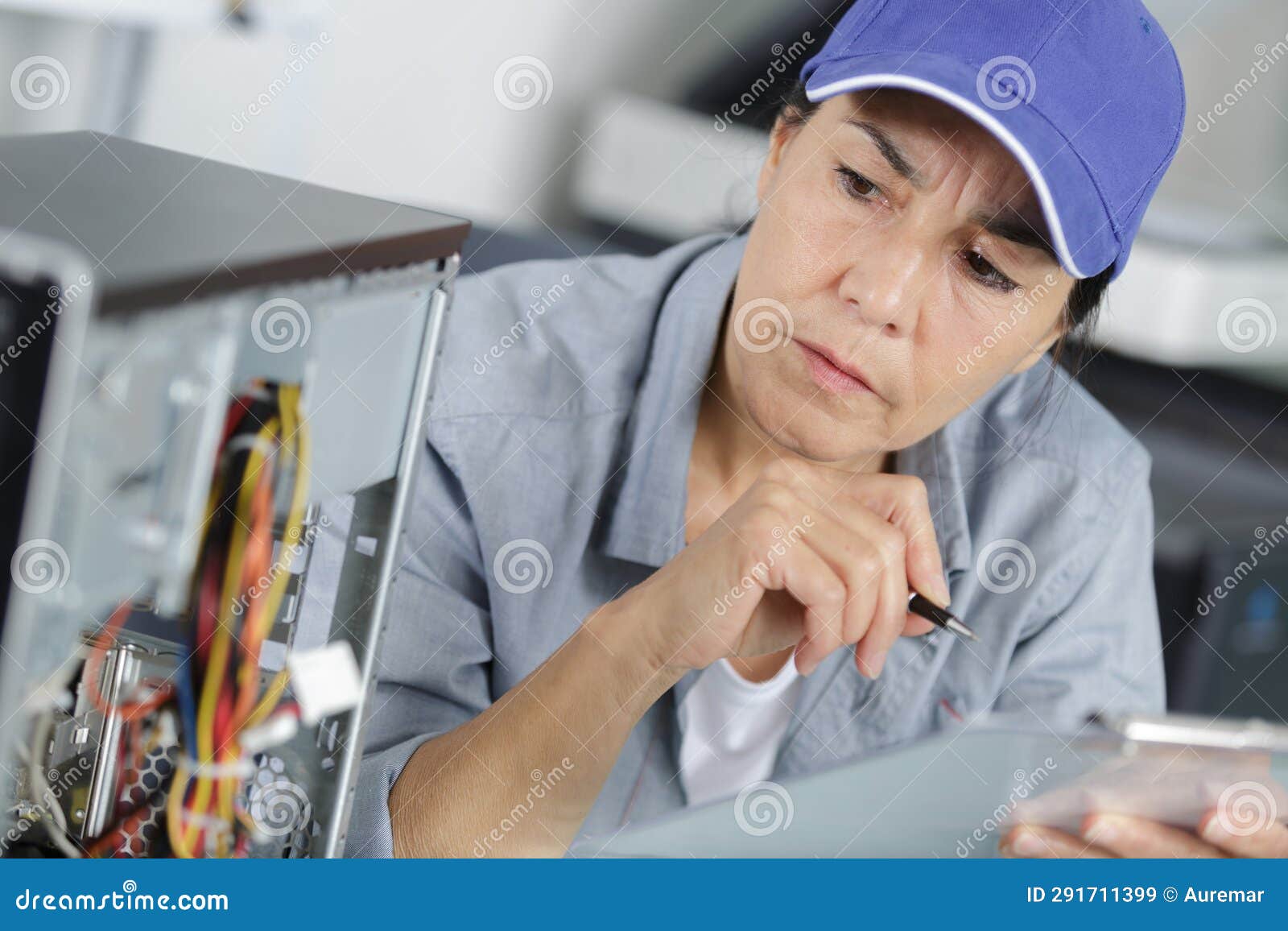 Female Pc Technician Fixing Pc Stock Image - Image of single, lifestyle ...