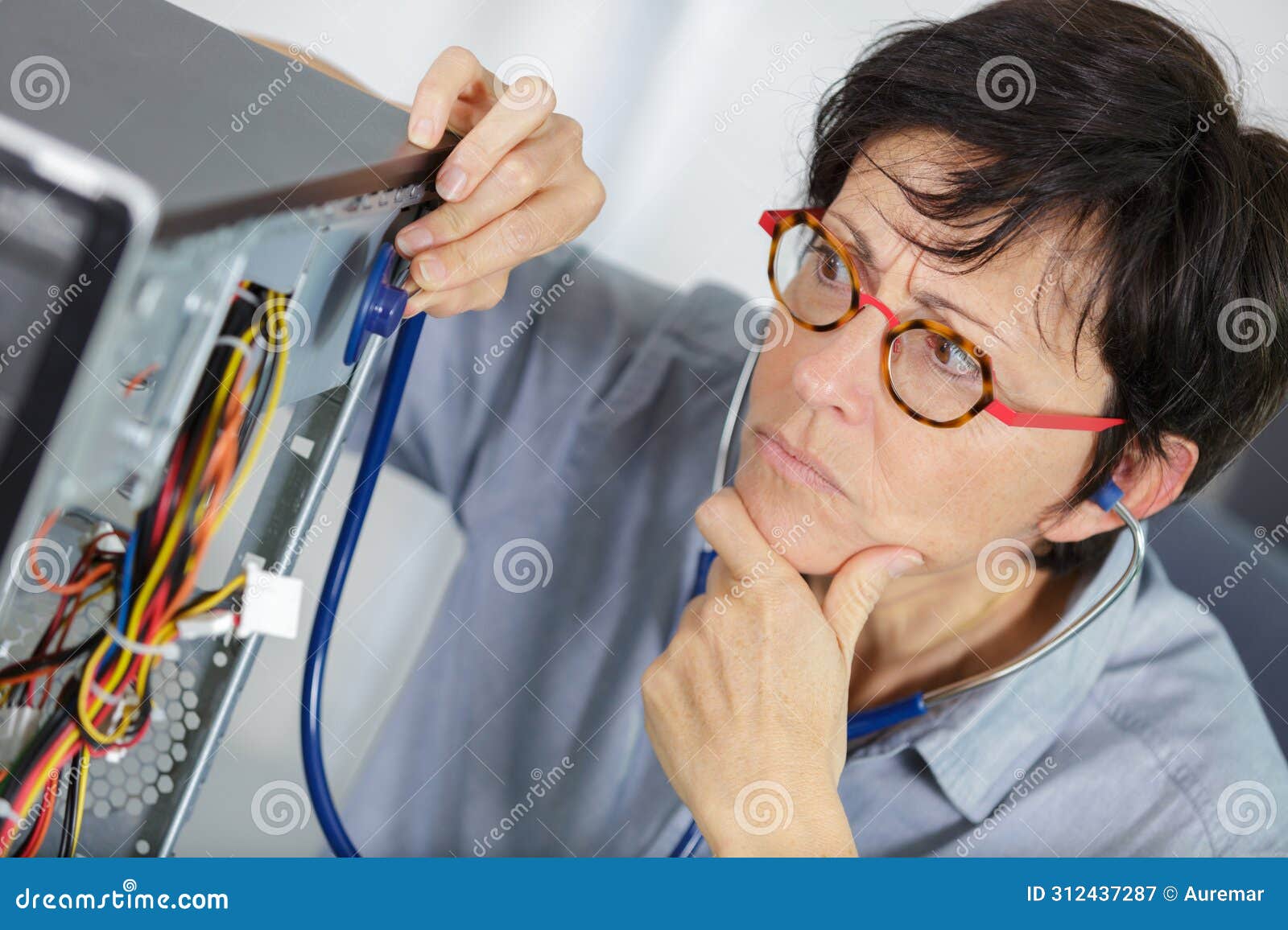 Female Pc Technician Fixing Pc Stock Image - Image of engineer, fixing ...