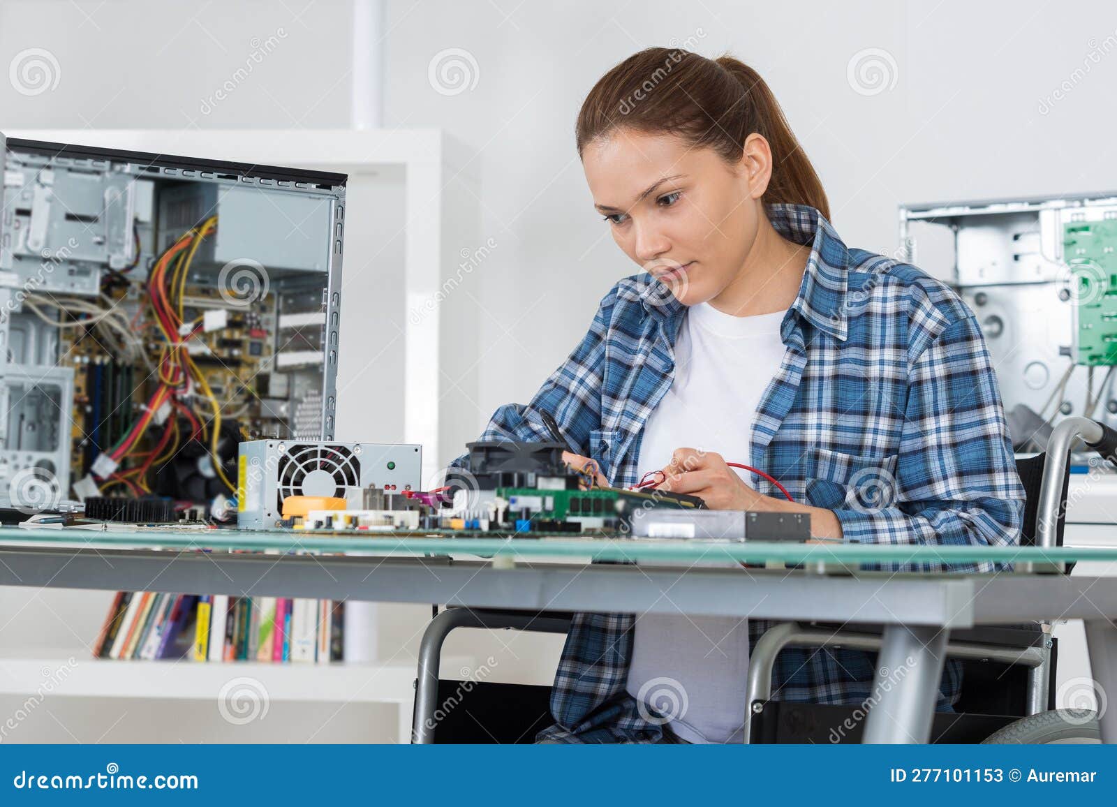Female Pc Technician Fixing Computer Stock Image - Image of studio ...