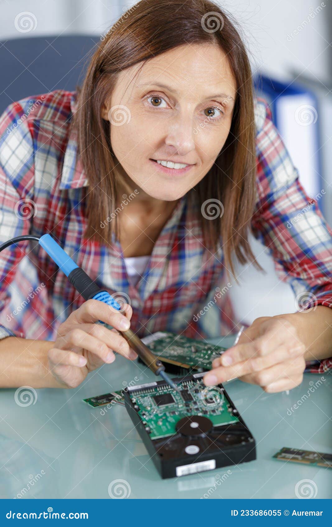 Female Pc Technician Soldering Pc Part Stock Image - Image of person ...
