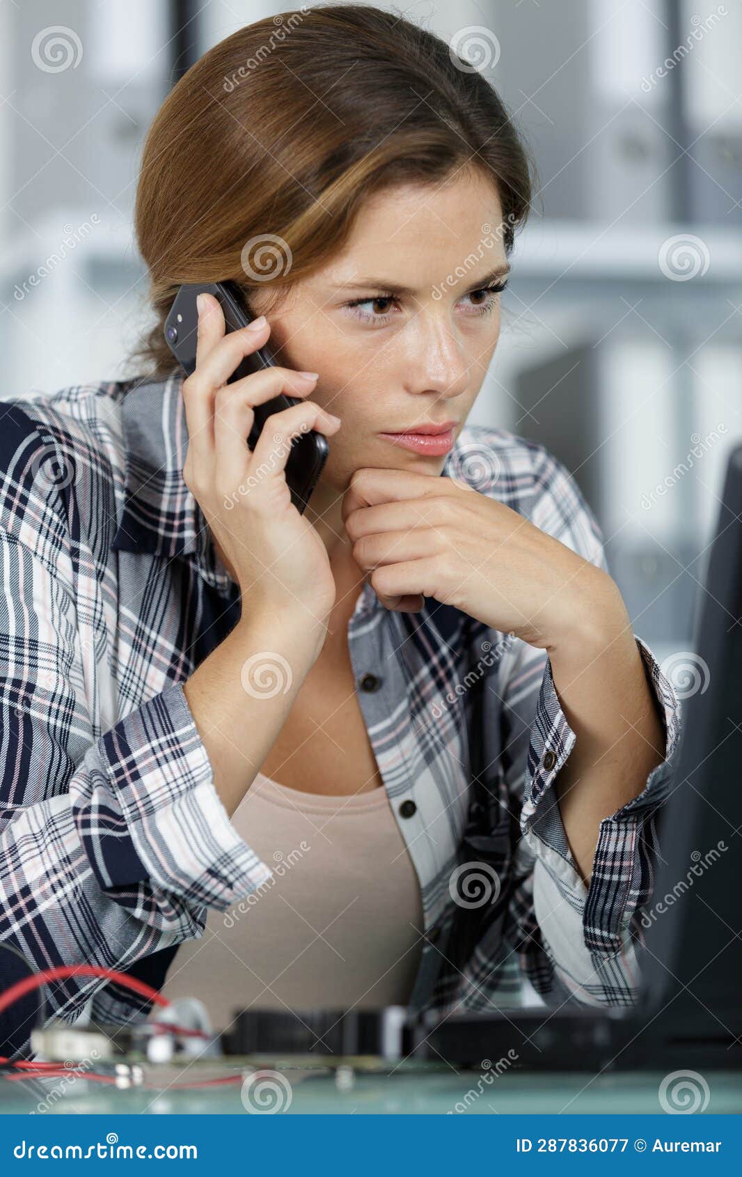 Female Pc Technician Working with Pc Problem Stock Image - Image of ...