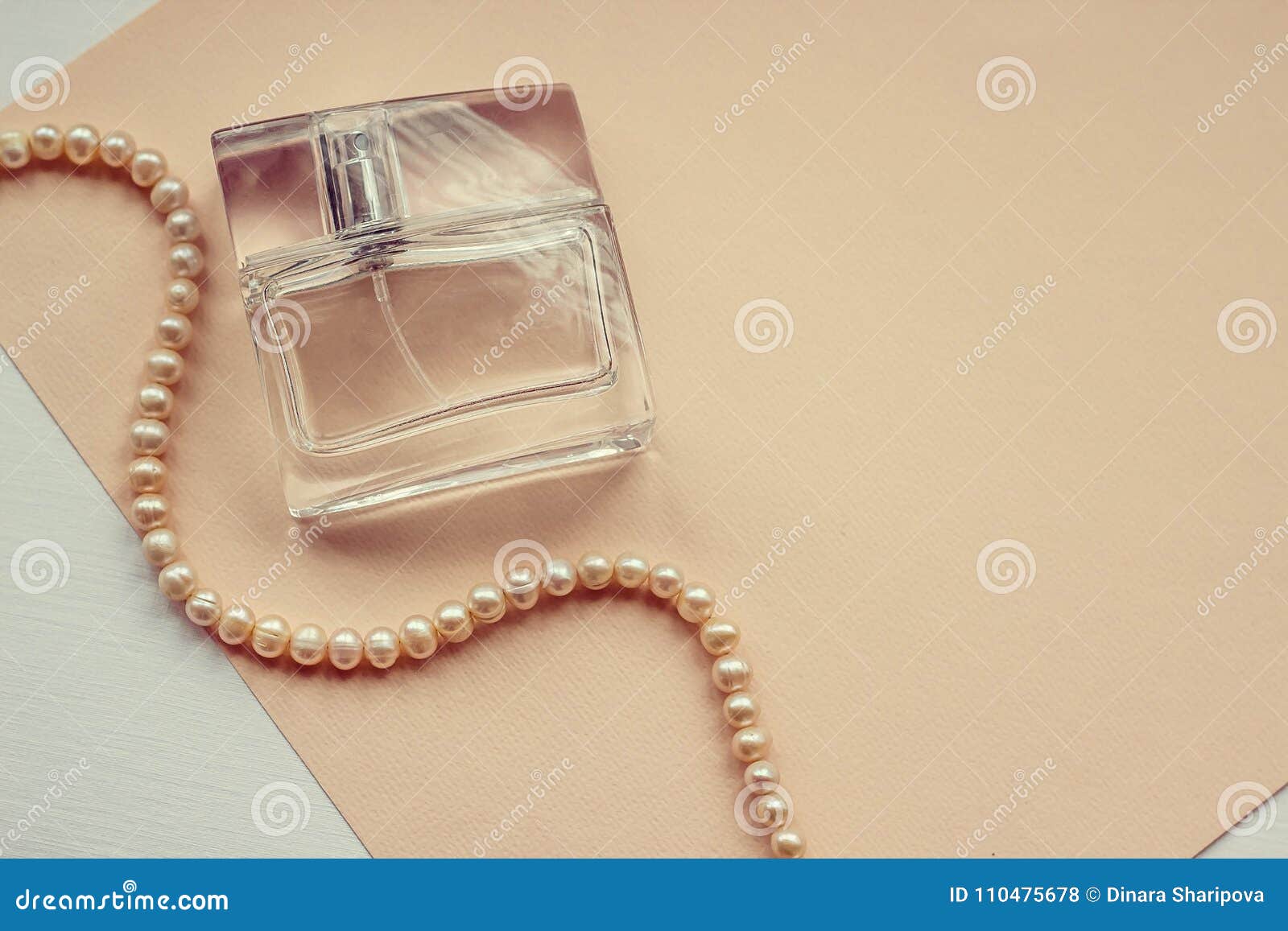 Female Perfume with Pearl Beads Stock Photo - Image of femininity ...