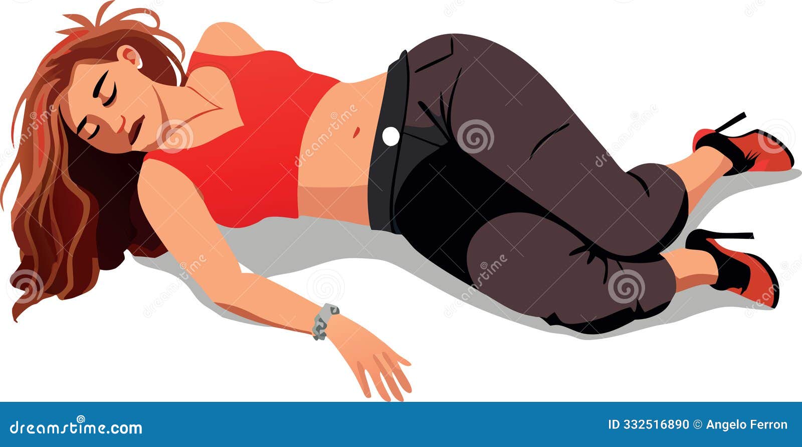 Female Person Lying on the Ground Unconscious- Stock Vector ...