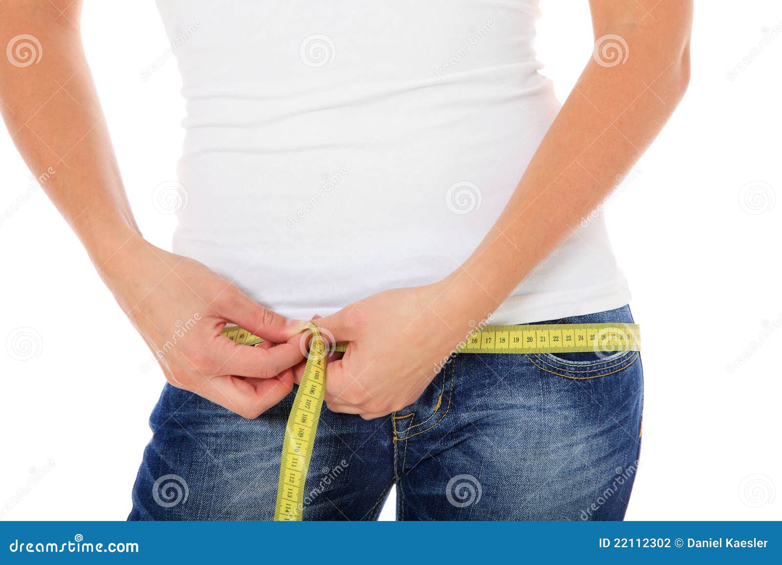 Female Person Measures Her Hips Stock Photo - Image of european, white ...