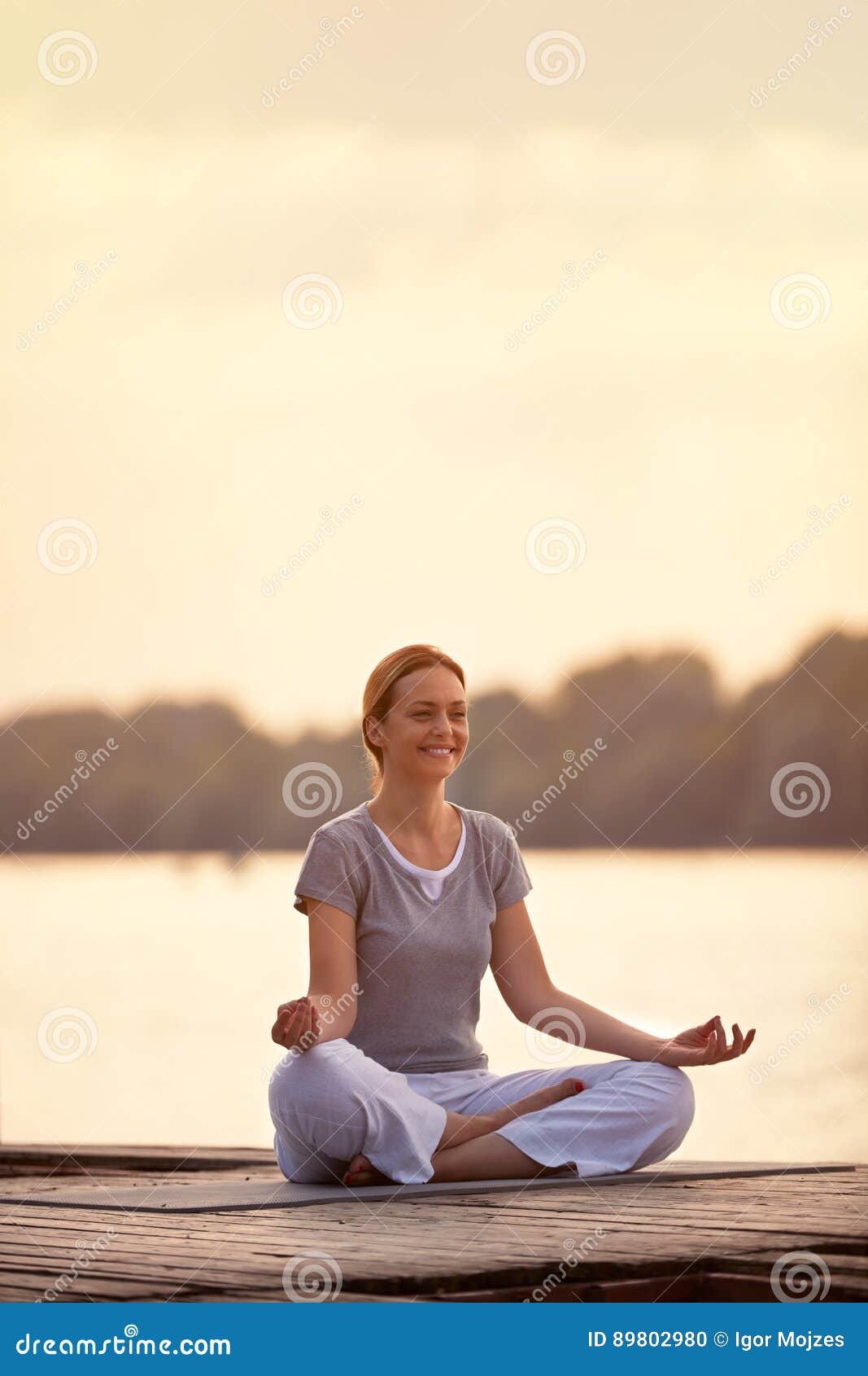 Female Person on River in Yoga Pose Stock Photo - Image of nature ...