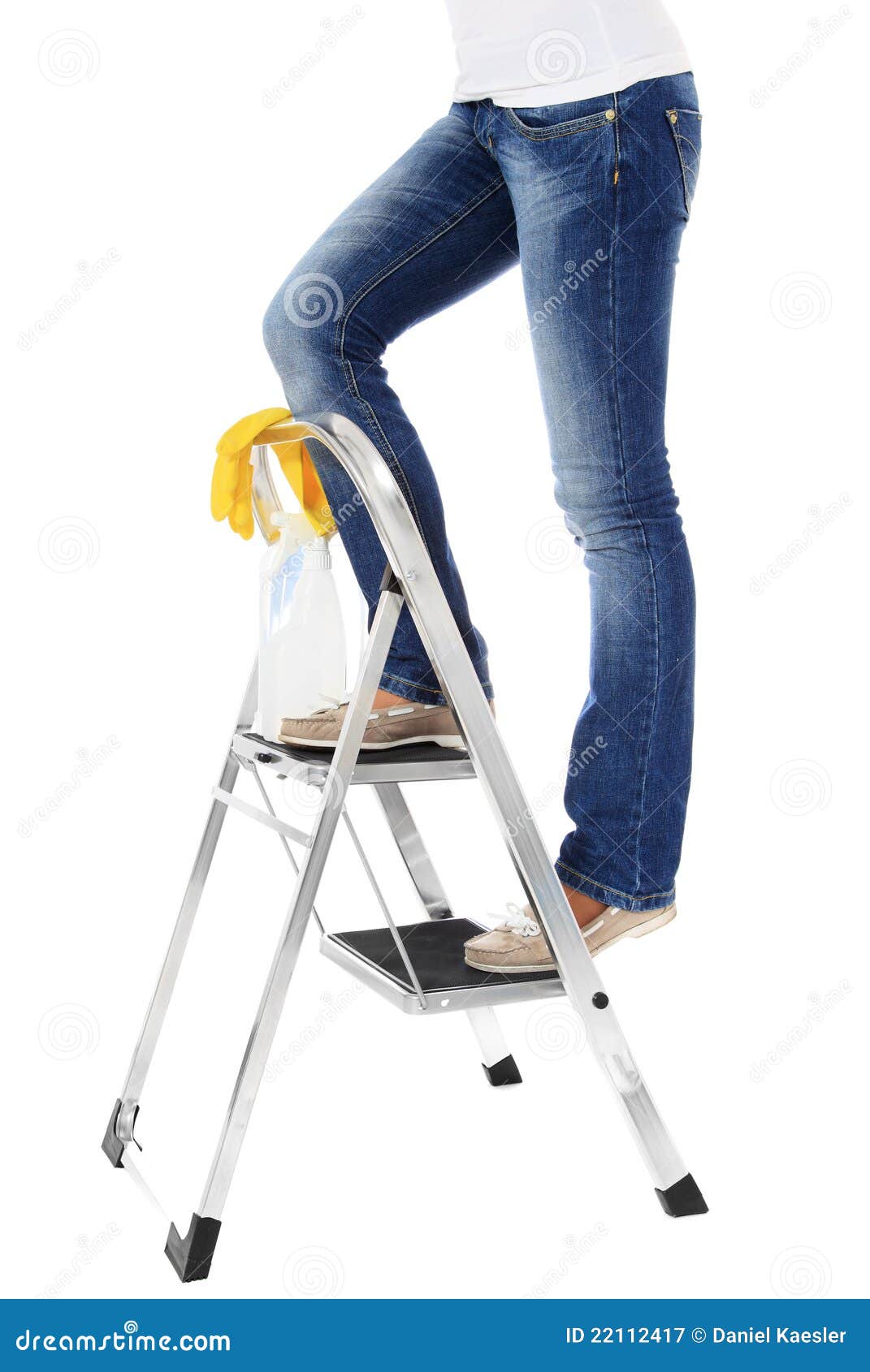 Female Person On Step Ladder Stock Image - Image of caucasian, young ...