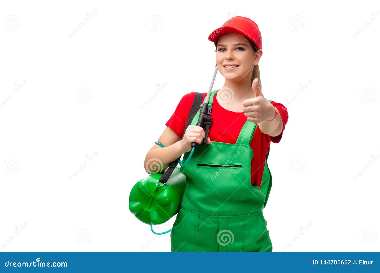The Female Pest Control Contractor Isolated on White Stock Photo ...