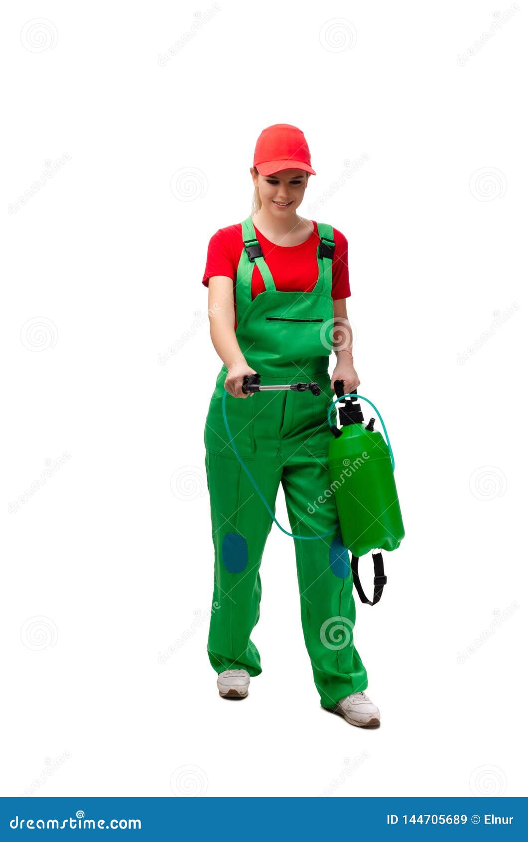 The Female Pest Control Contractor Isolated on White Stock Image ...
