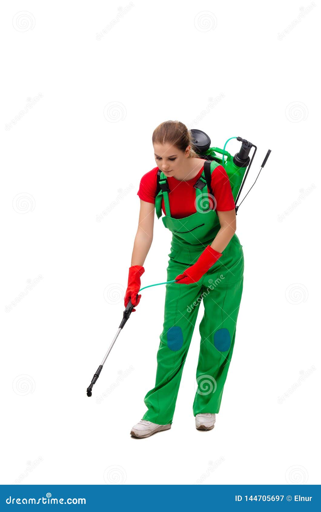 The Female Pest Control Contractor Isolated on White Stock Image ...