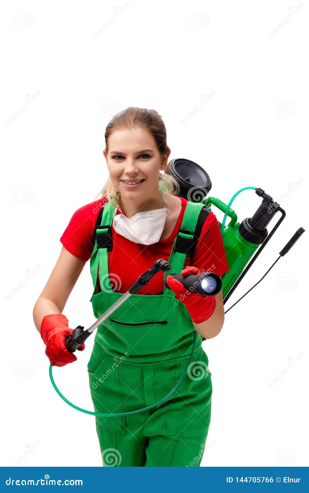 The Female Pest Control Contractor Isolated on White Stock Photo ...